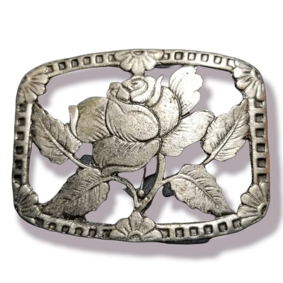 Jewelry | Vintage Silver Tone Rose Brooch | Poshmark